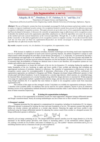 Iris Segmentation: a survey | PDF