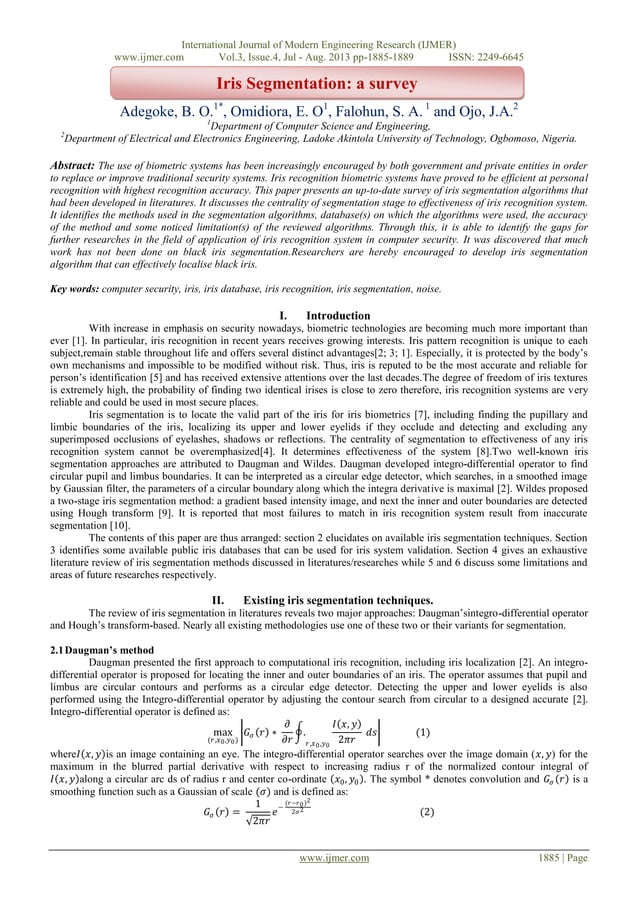 Iris Segmentation: a survey | PDF