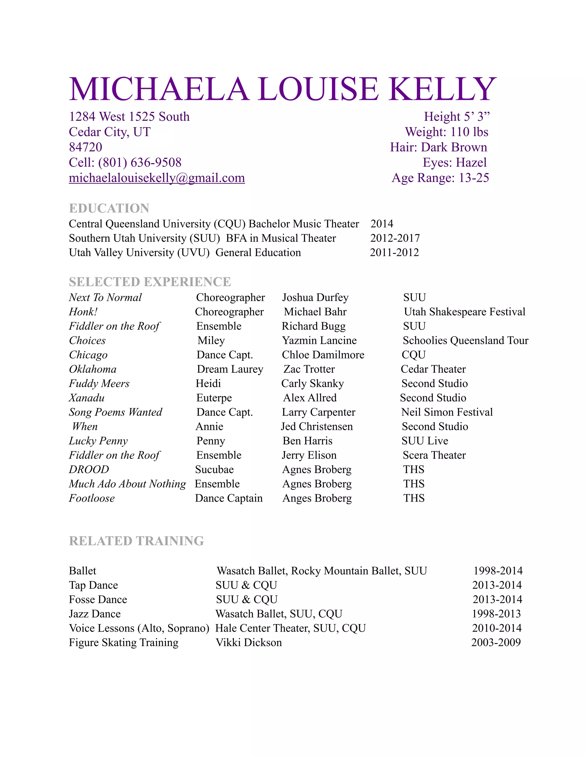 acting resume 2015 | PDF