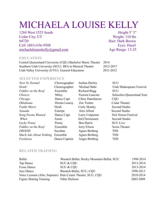 acting resume 2015 | PDF