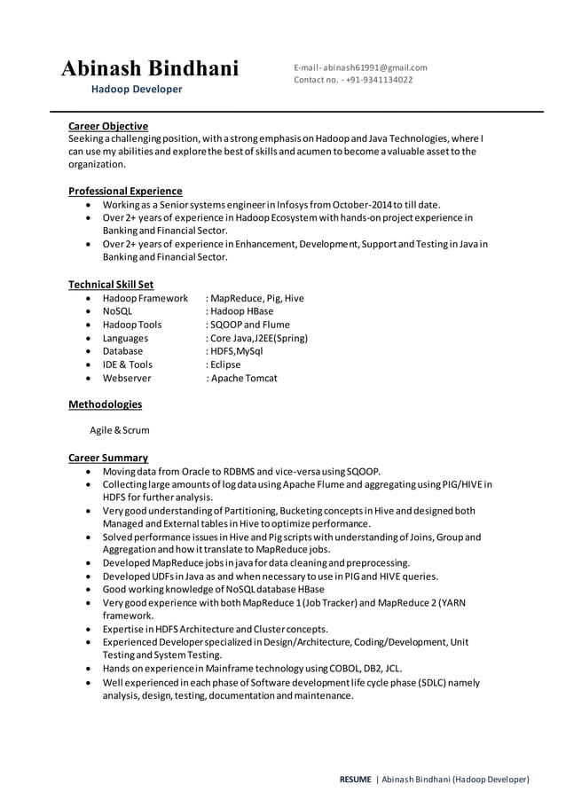 Senior systems engineer at Infosys with 2.4yrs of experience on Bigdata ...