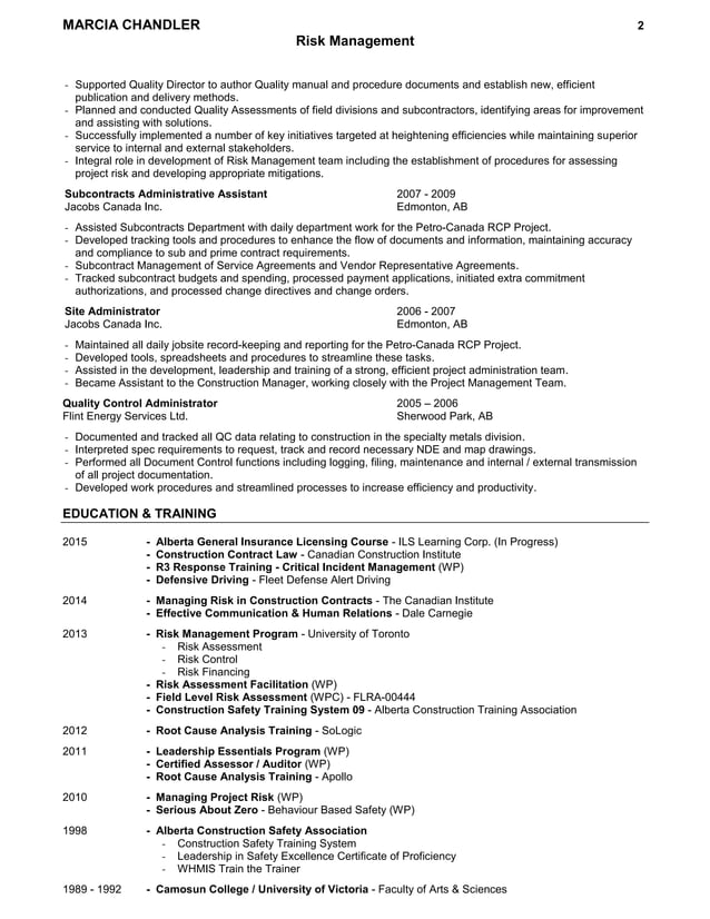 Chandler, M - RM Resume | PDF