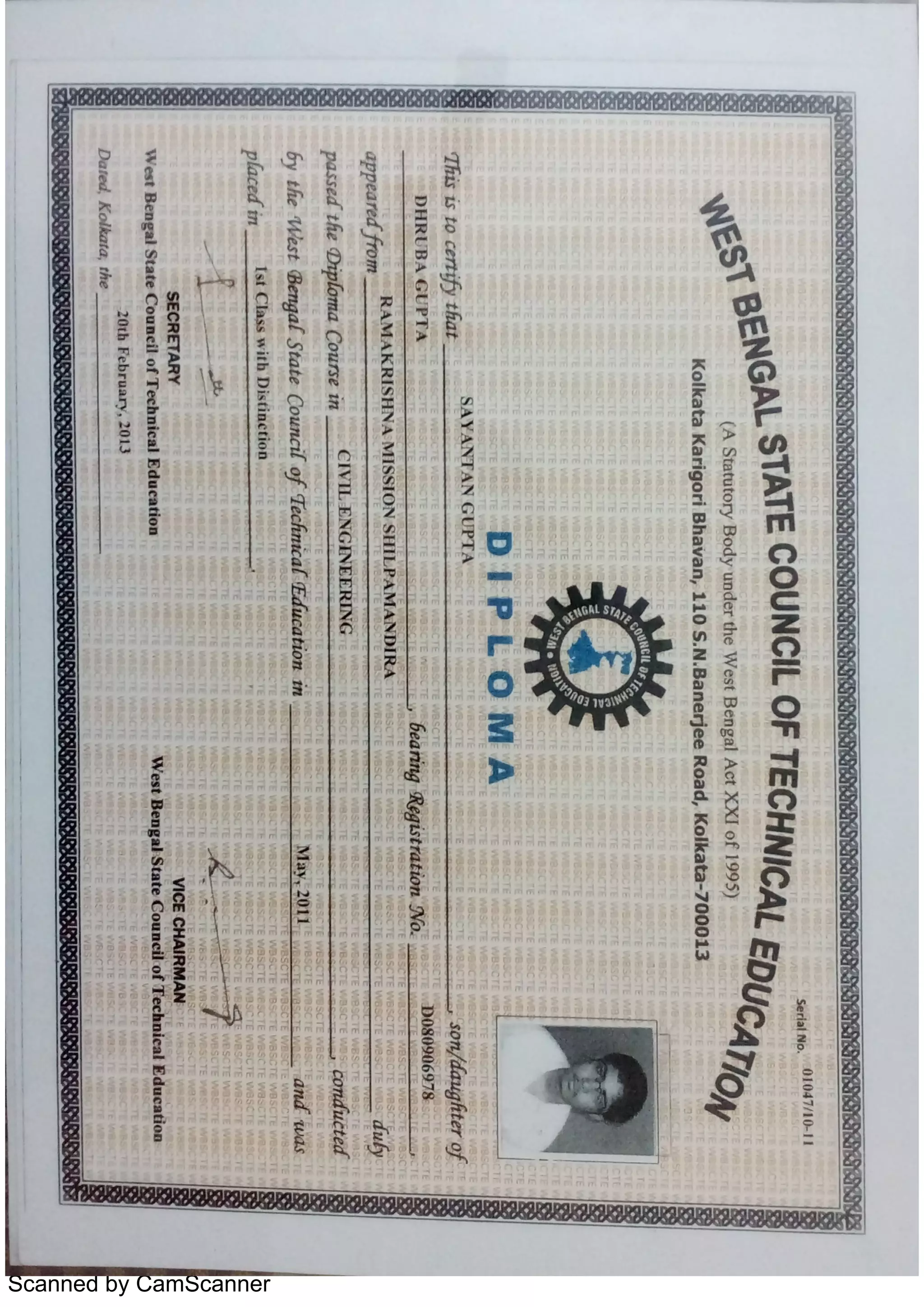 DIPLOMA CIVIL CERTIFICATE | PDF