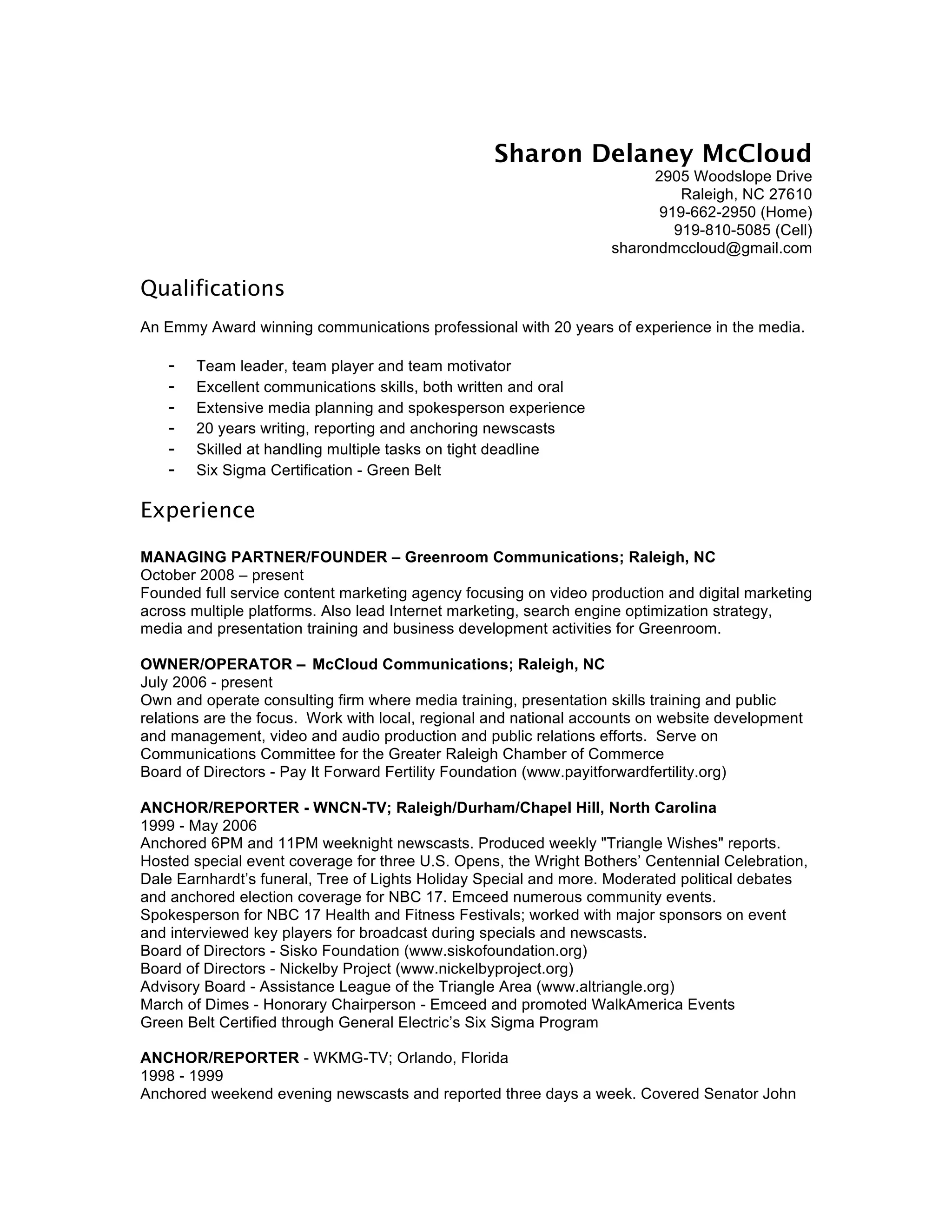 Sharon McCloud Resume | PDF