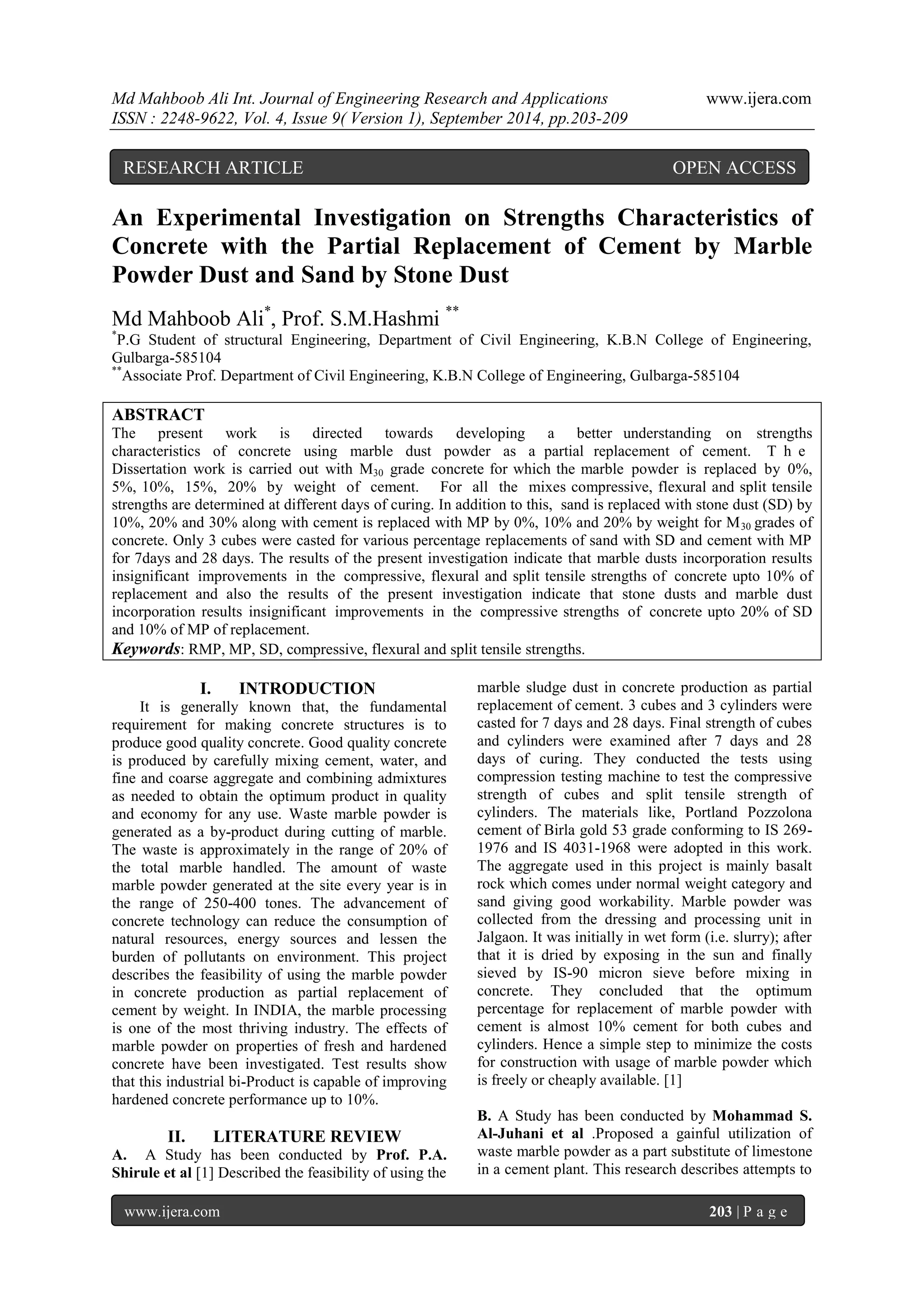 An Experimental Investigation on Strengths Characteristics of Concrete ...