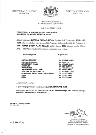 Ezuwan Cert&Transcript | PDF