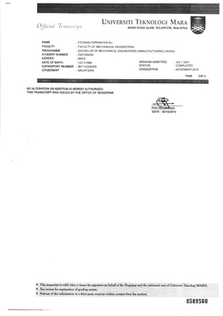 Ezuwan Cert&Transcript | PDF