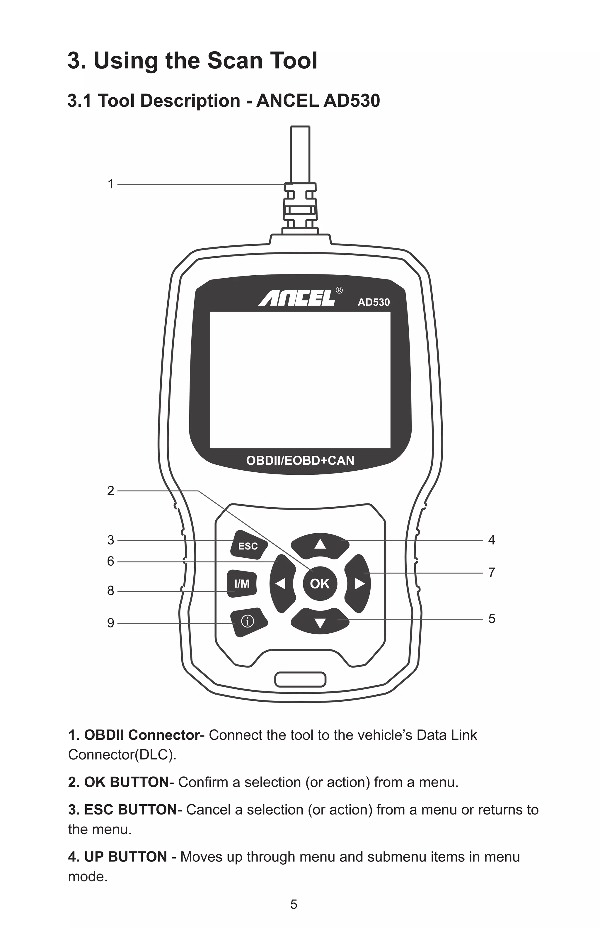 Ancel AD530 OBD2 Scanner User Manual | PDF