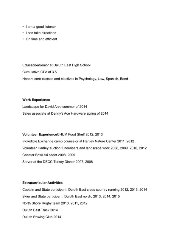 Resume assignment and sample | PDF