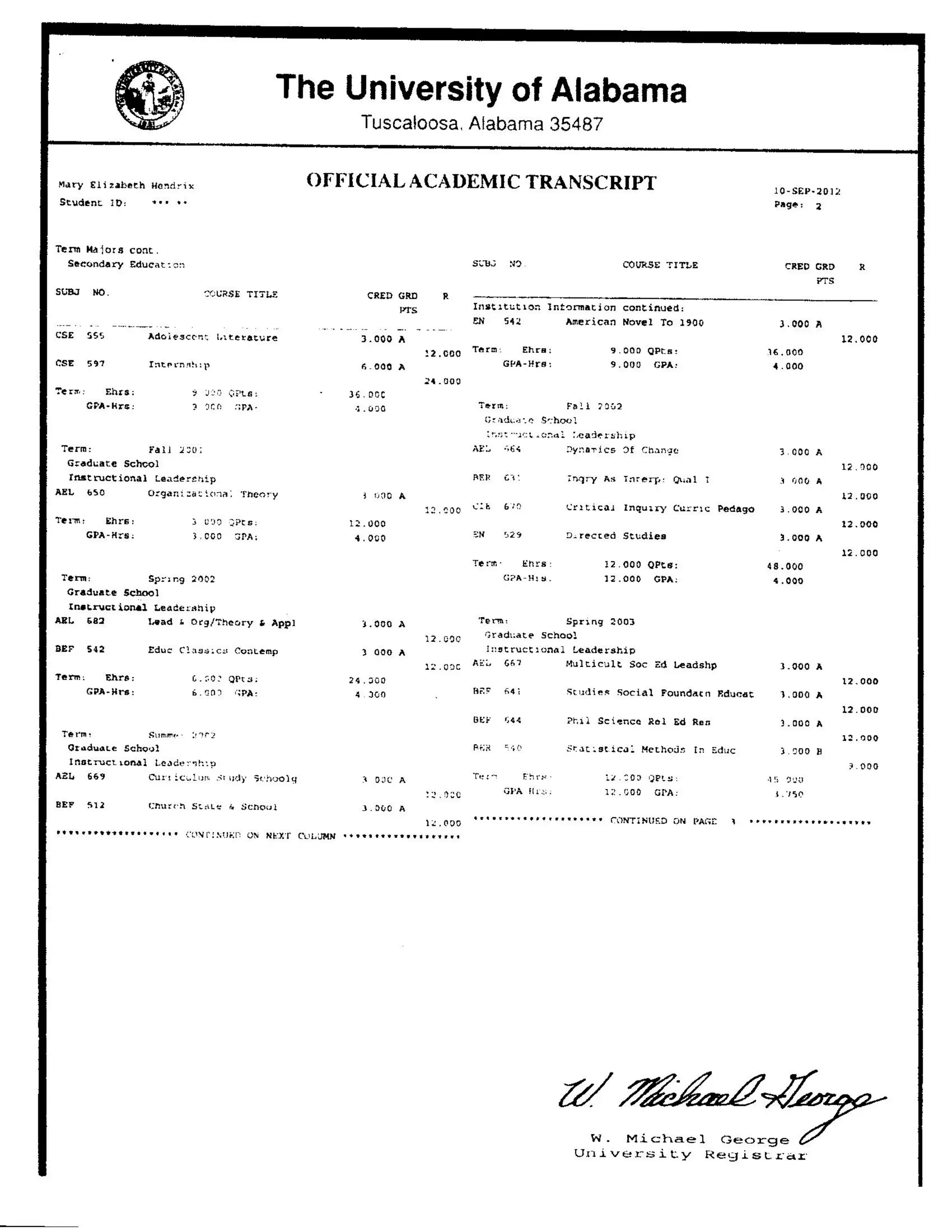 UA PhD and MA Transcripts without SSN | PDF