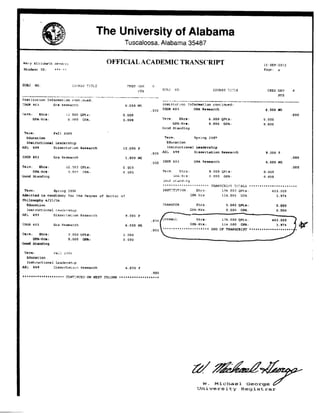 UA PhD and MA Transcripts without SSN | PDF