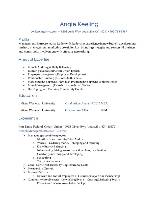 Angela Keeling Resume | DOCX | Business Administration | Business
