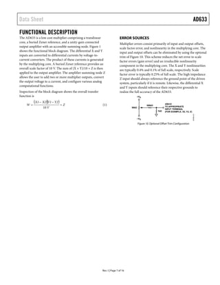 Datasheet Ad633 | PDF