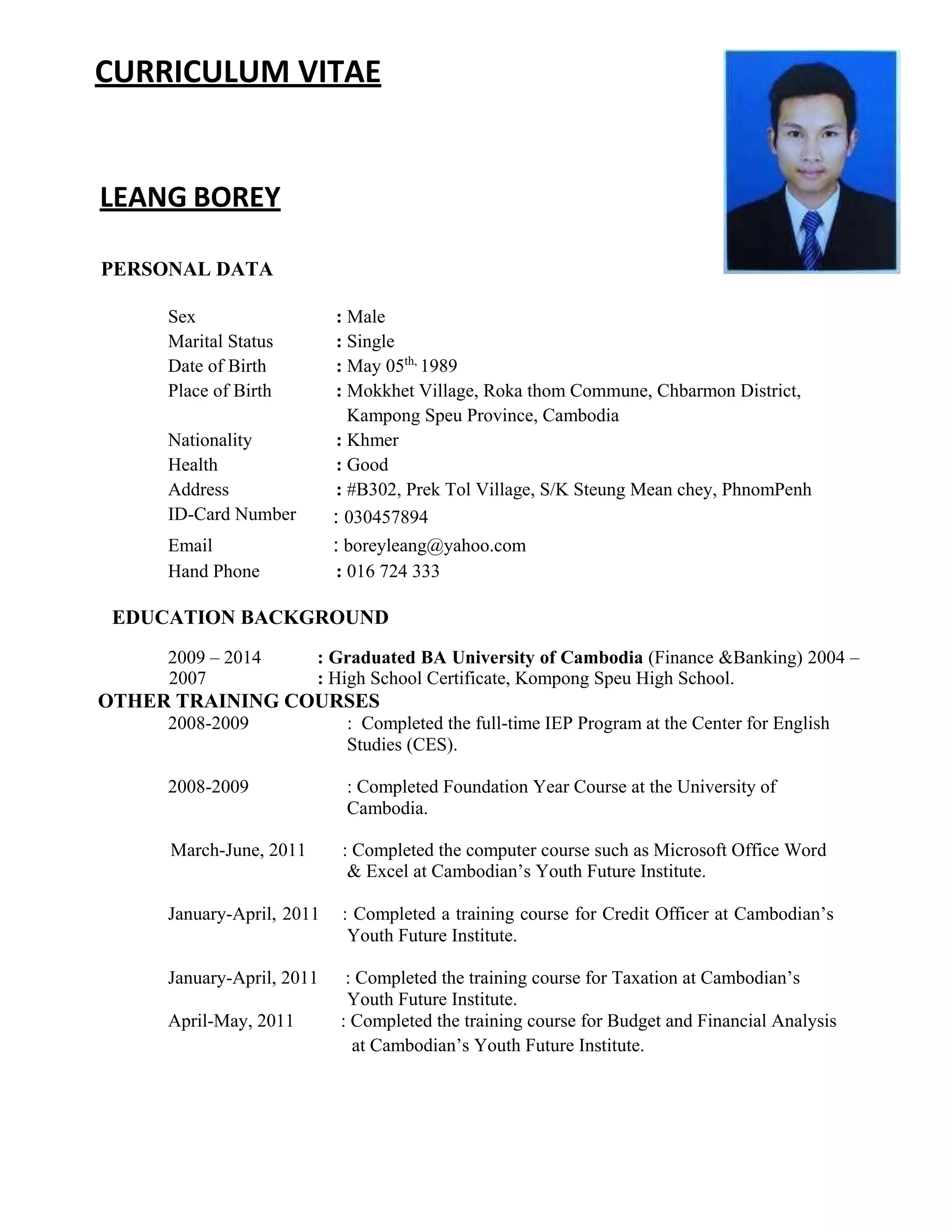 CV Leang Borey doc | PDF