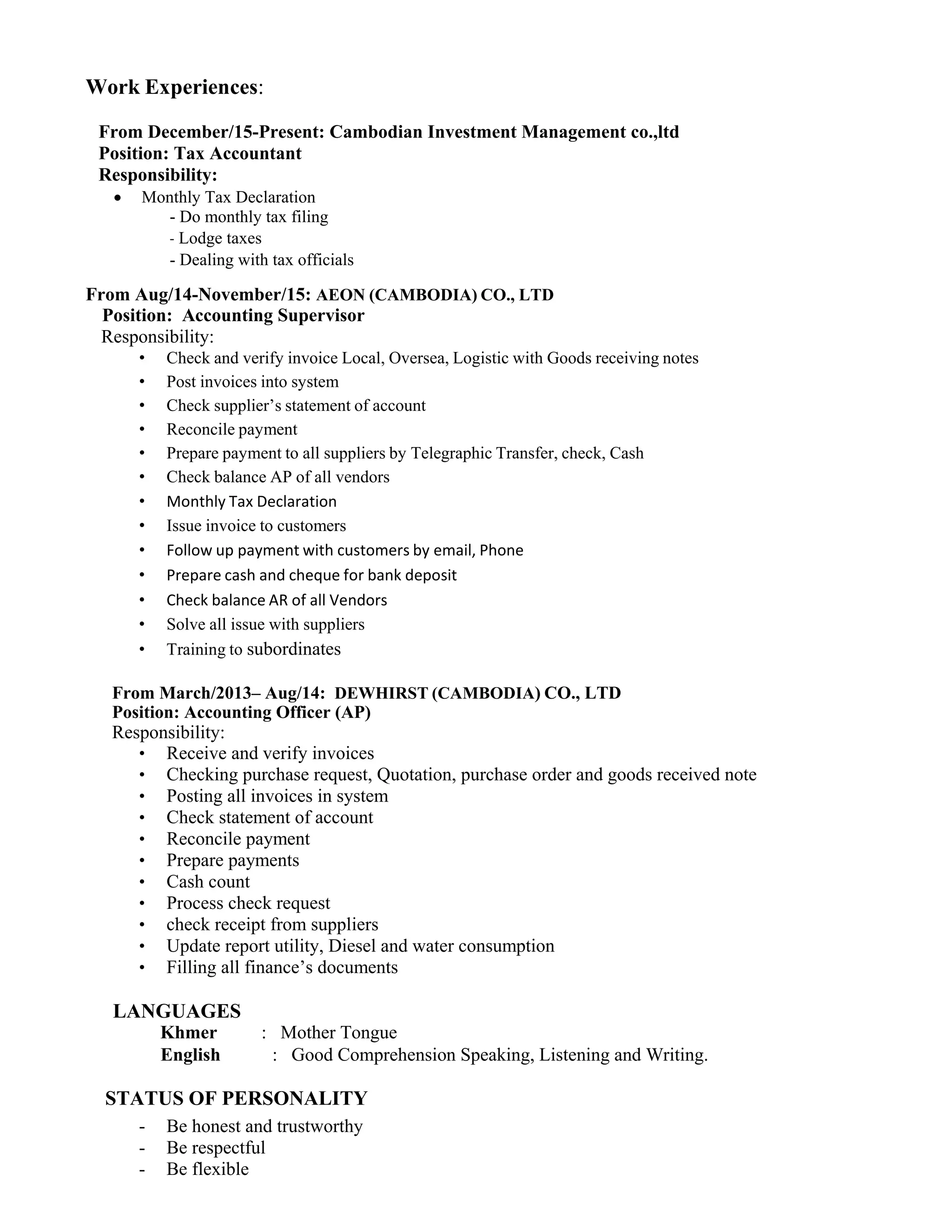CV Leang Borey doc | PDF