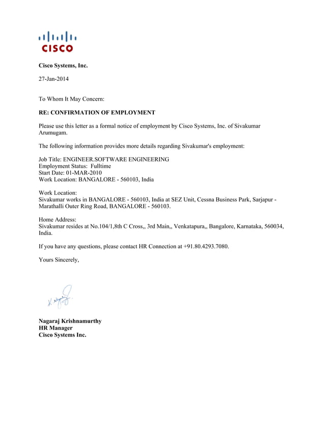 Employee_confirmation_letter_cisco | PDF