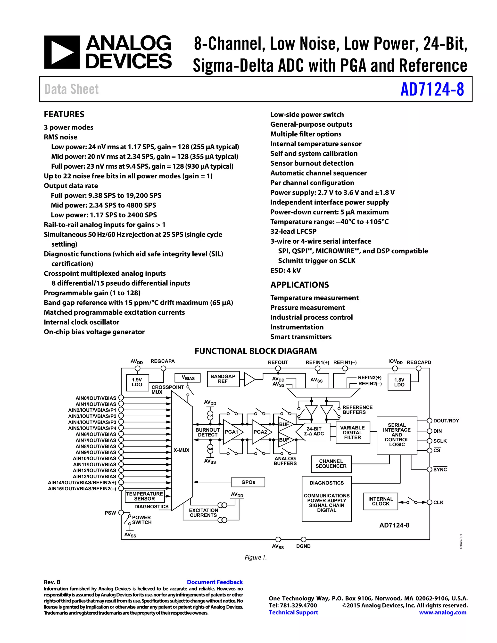 AD7124-8 Datasheet PDF | PDF