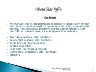 Star Infra Profile | PPTX | Real Estate Industry | Industries