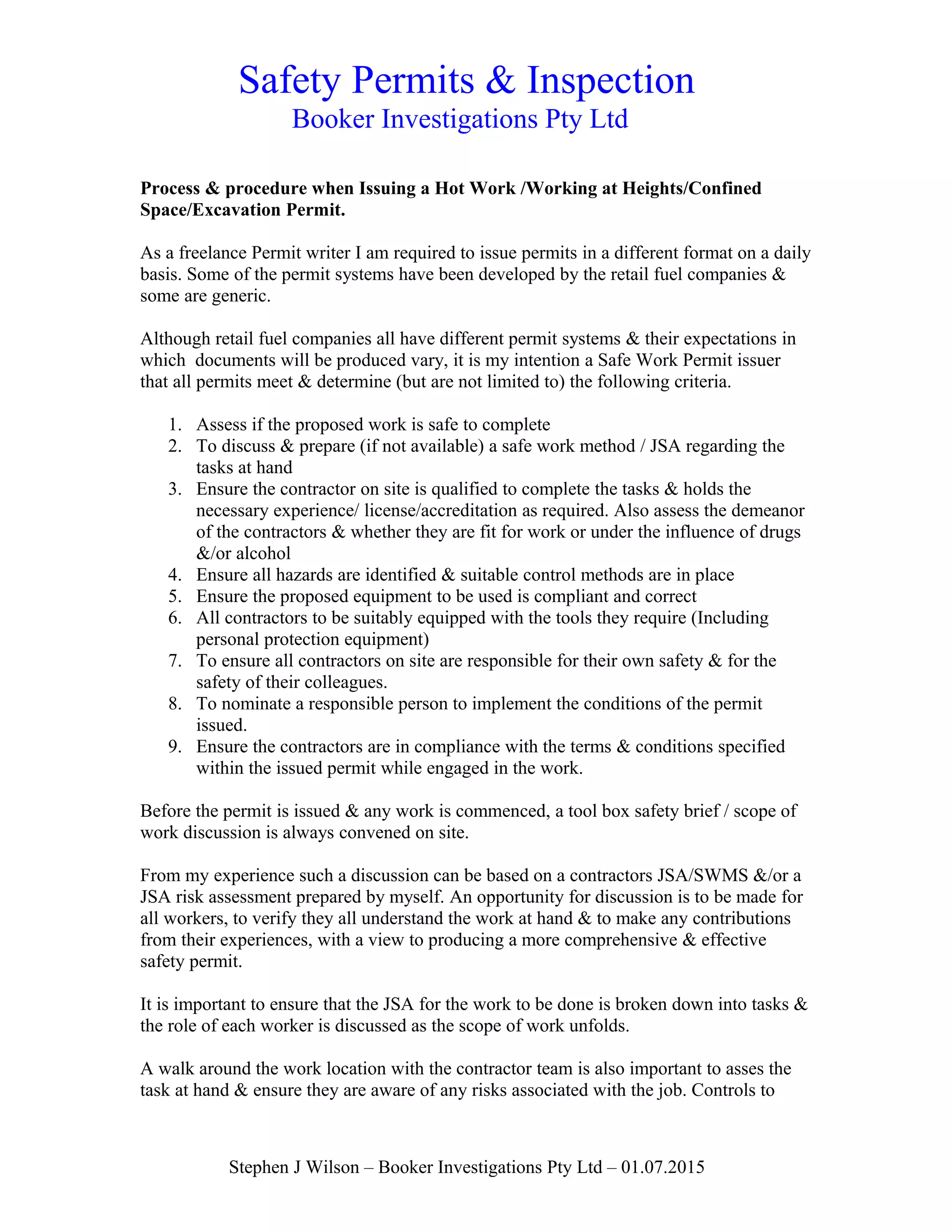 Permit Issue consideration#1 | DOC