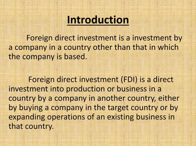 Presentation on FDI | PPT