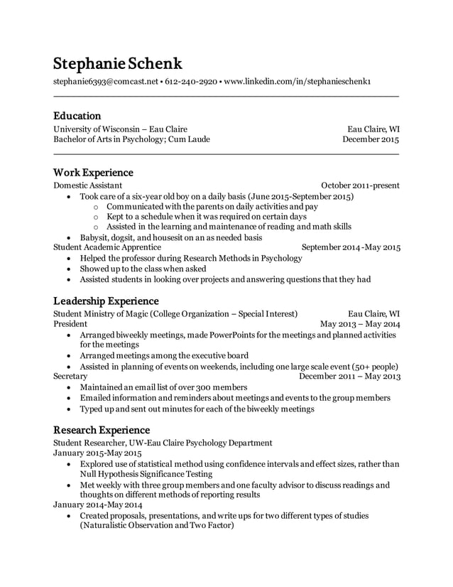 Stephanie Schenk Resume | PDF
