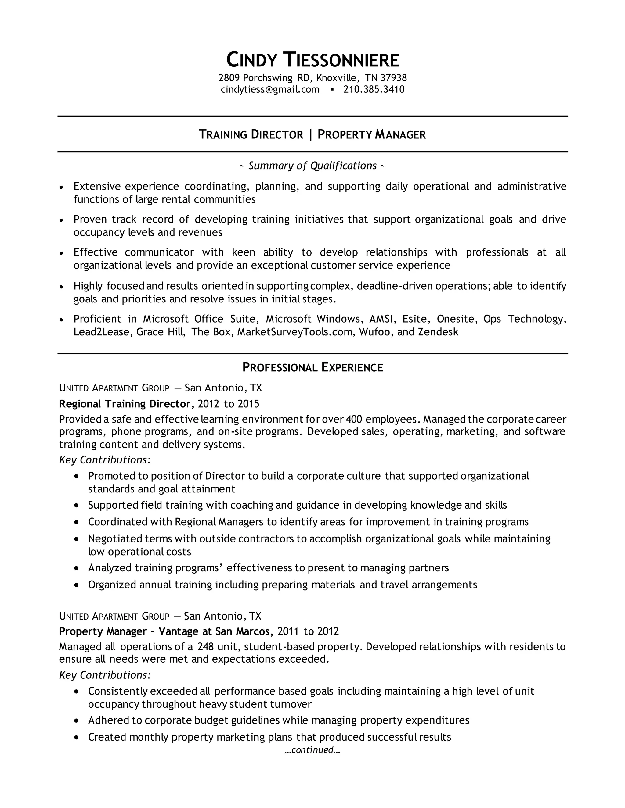 Cindy Tiessonniere - Professional Resume | PDF