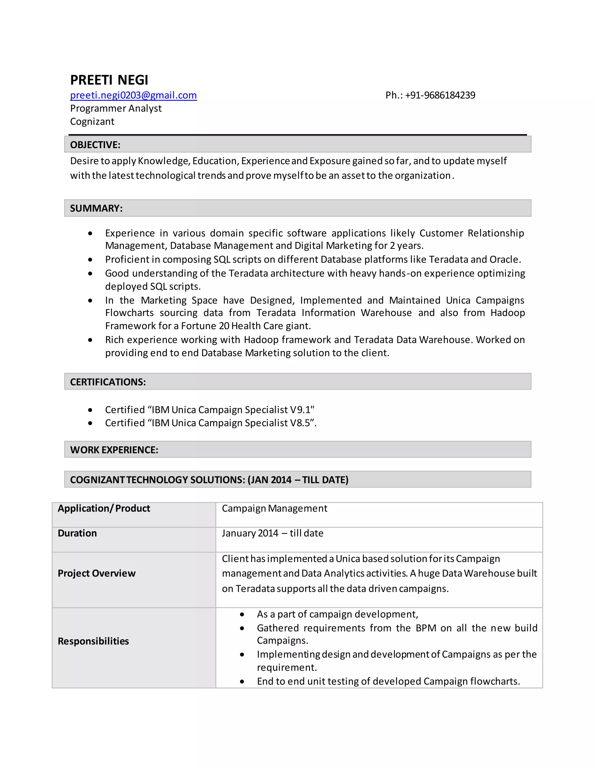 Preeti Resume | PDF