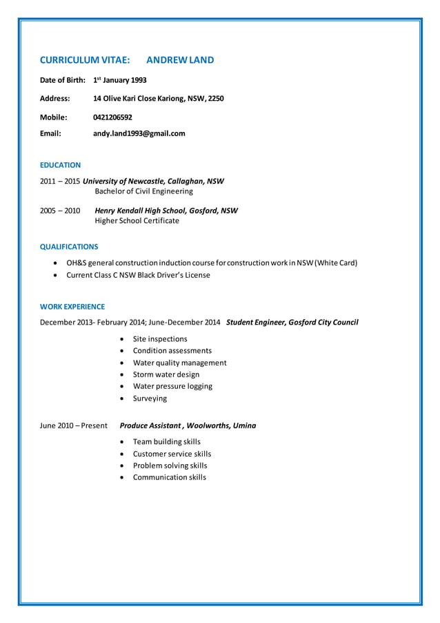 Curriculum-Vitae-Andrew Land | PDF