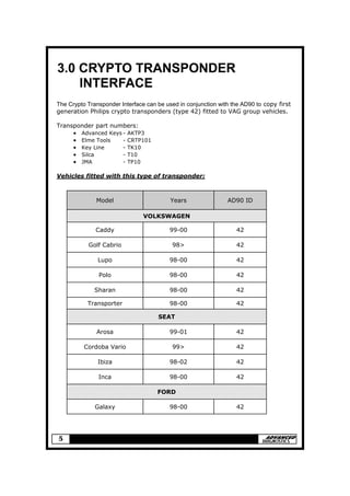 Ad90 Transponder Key Duplicator User Manual | PDF