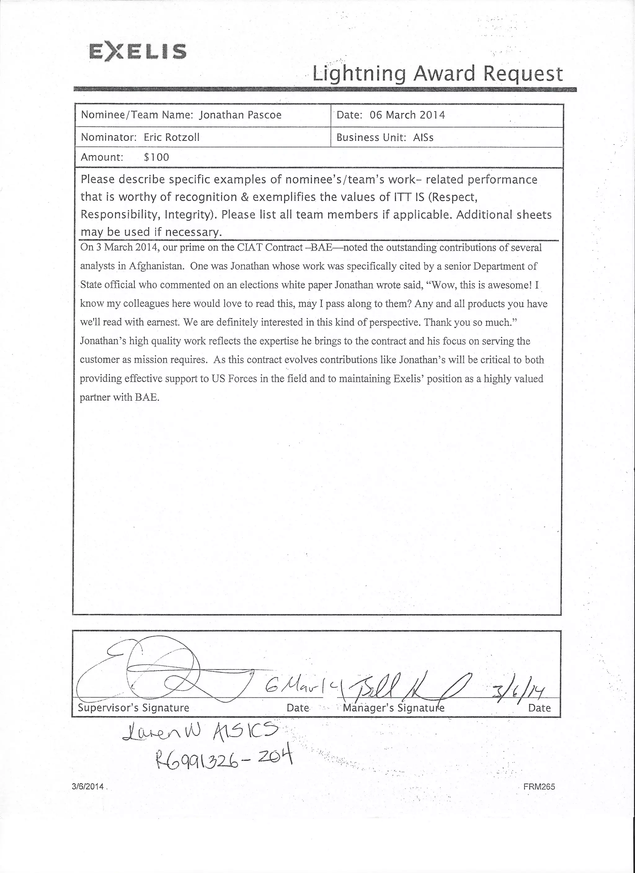 Exelis Lightning Award | PPT