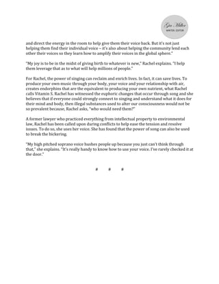 Rachel Bagby bio | PDF | Music | Entertainment