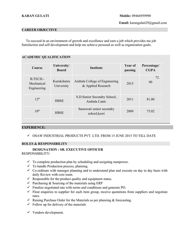 RESUME of KARAN (2) | PDF