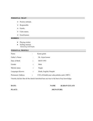 RESUME of KARAN (2) | DOC