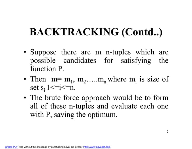 Backtracking Algorithms Of Ada Ppt