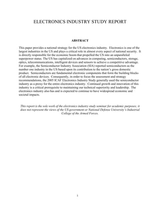 ELECTRONICS INDUSTRY STUDY REPORT | PDF