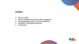 ADA Accessibility Checklist in Higher Education | PPTX