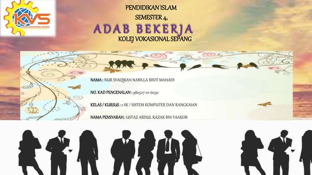 Adab Bekerja Kolej Vokasional Sepang | PPTX