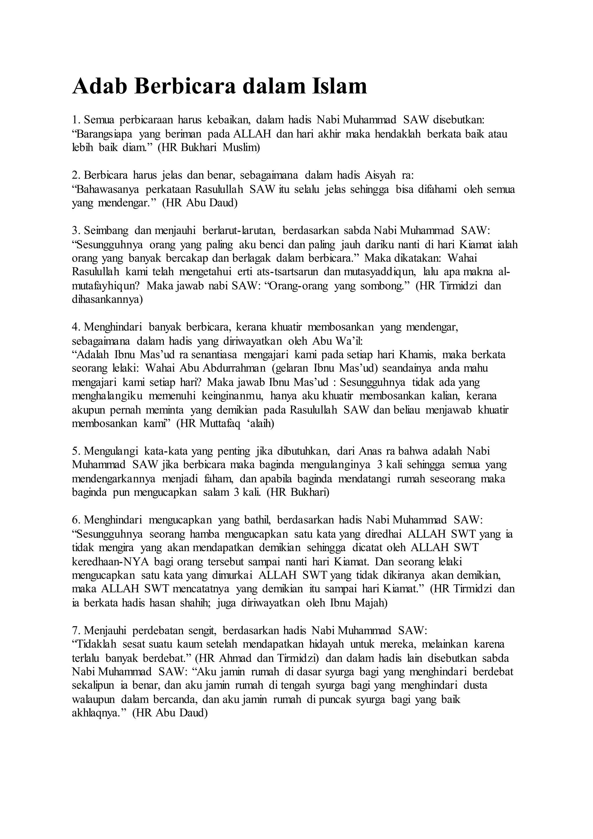 Adab berbicara dalam | DOCX