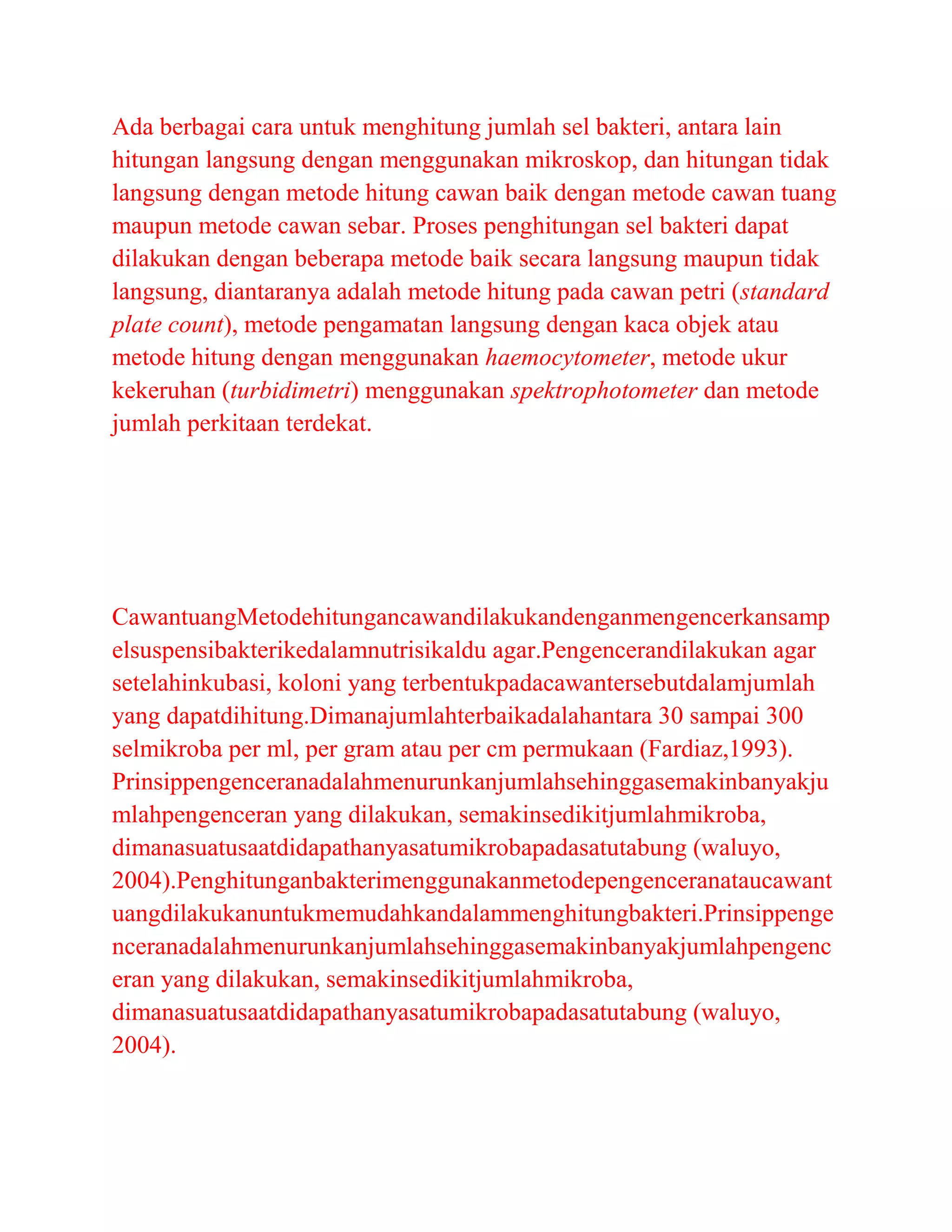 cara perhitungan mikroba | DOCX