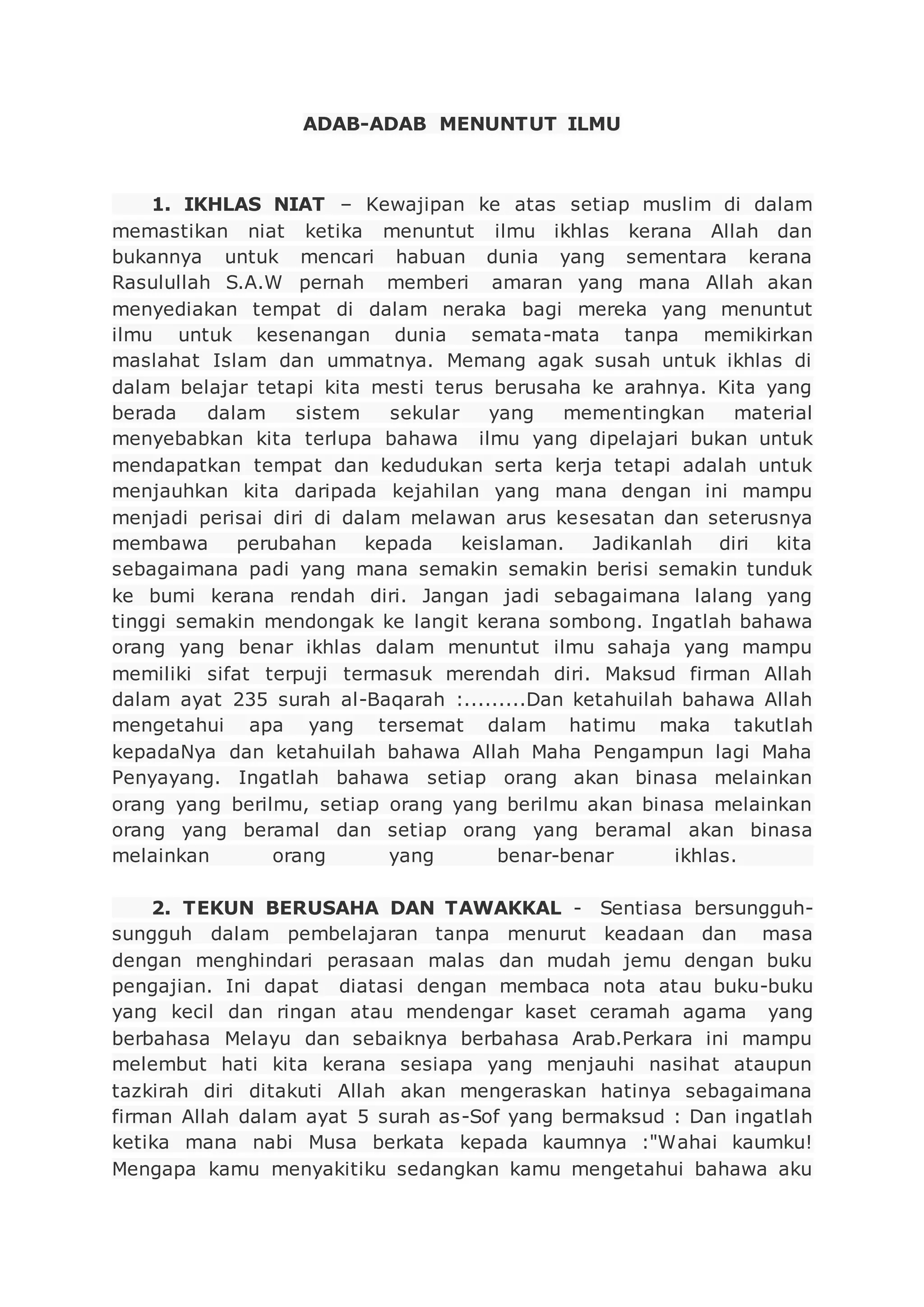 Adab menuntut ilmu | PDF