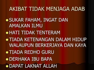 Adab menuntut ilmu dan adab berguru | PPT