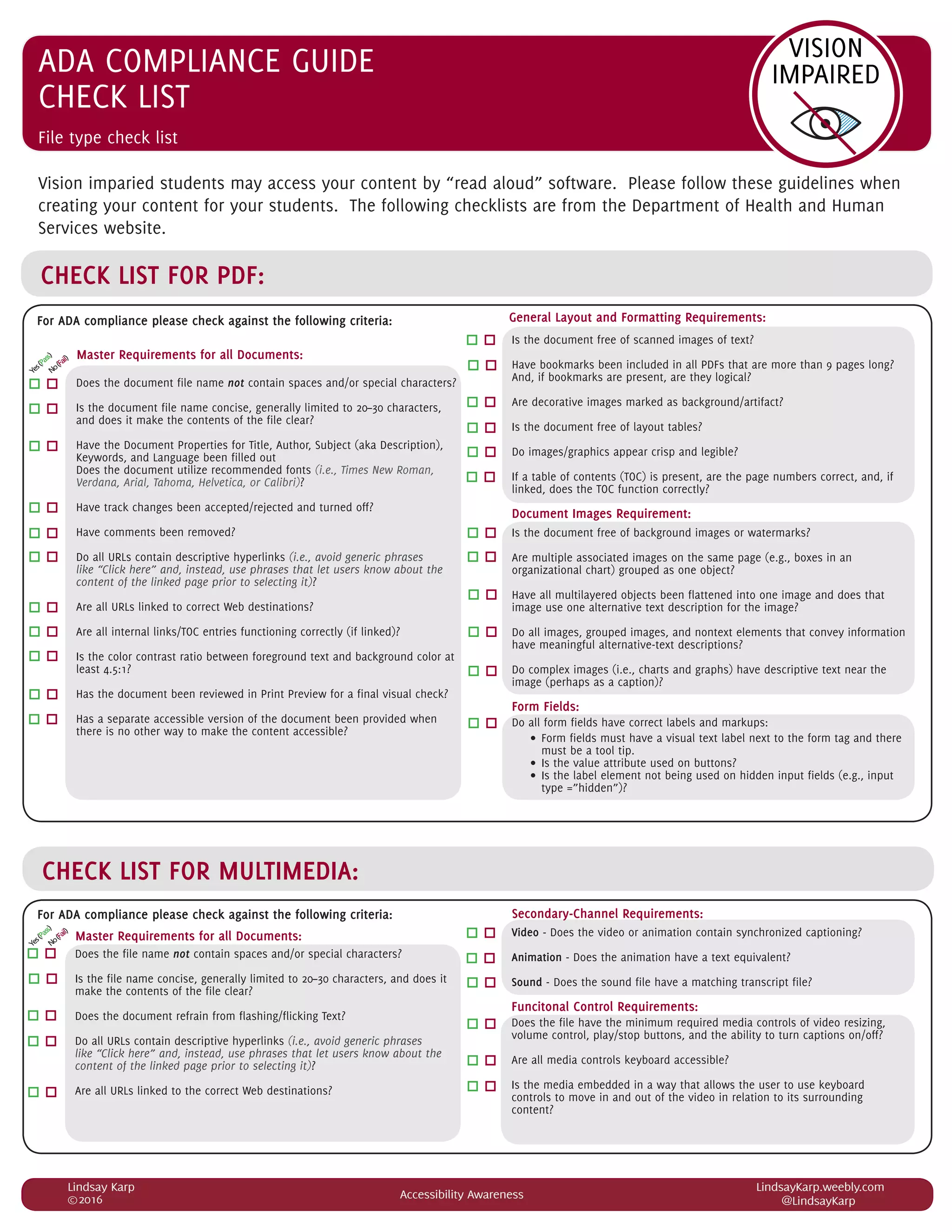 ADA Compliance Guide: File Type Check List | PDF | Desktop Publishing ...