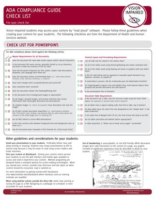 ADA Compliance Guide: File Type Check List | PDF | Desktop Publishing ...