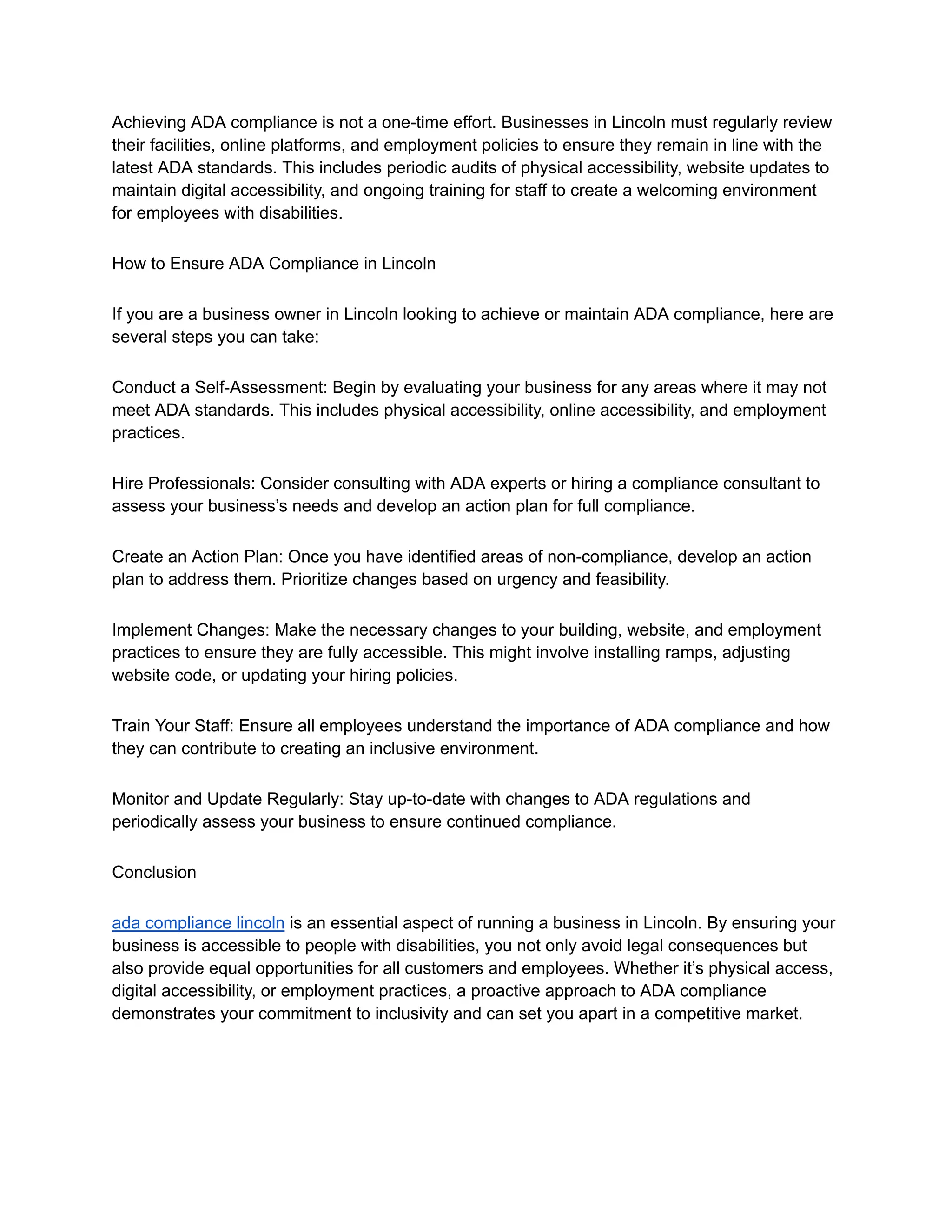 ada compliance lincoln.ada compliance lincoln | PDF
