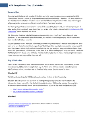 Ada Compliance - Top 10 Mistakes | PDF