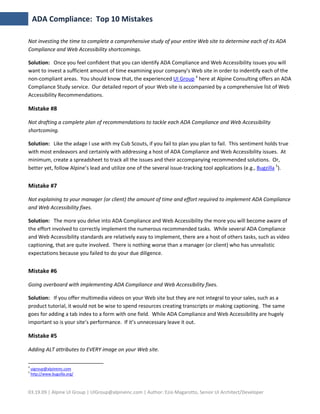 Ada Compliance - Top 10 Mistakes | PDF