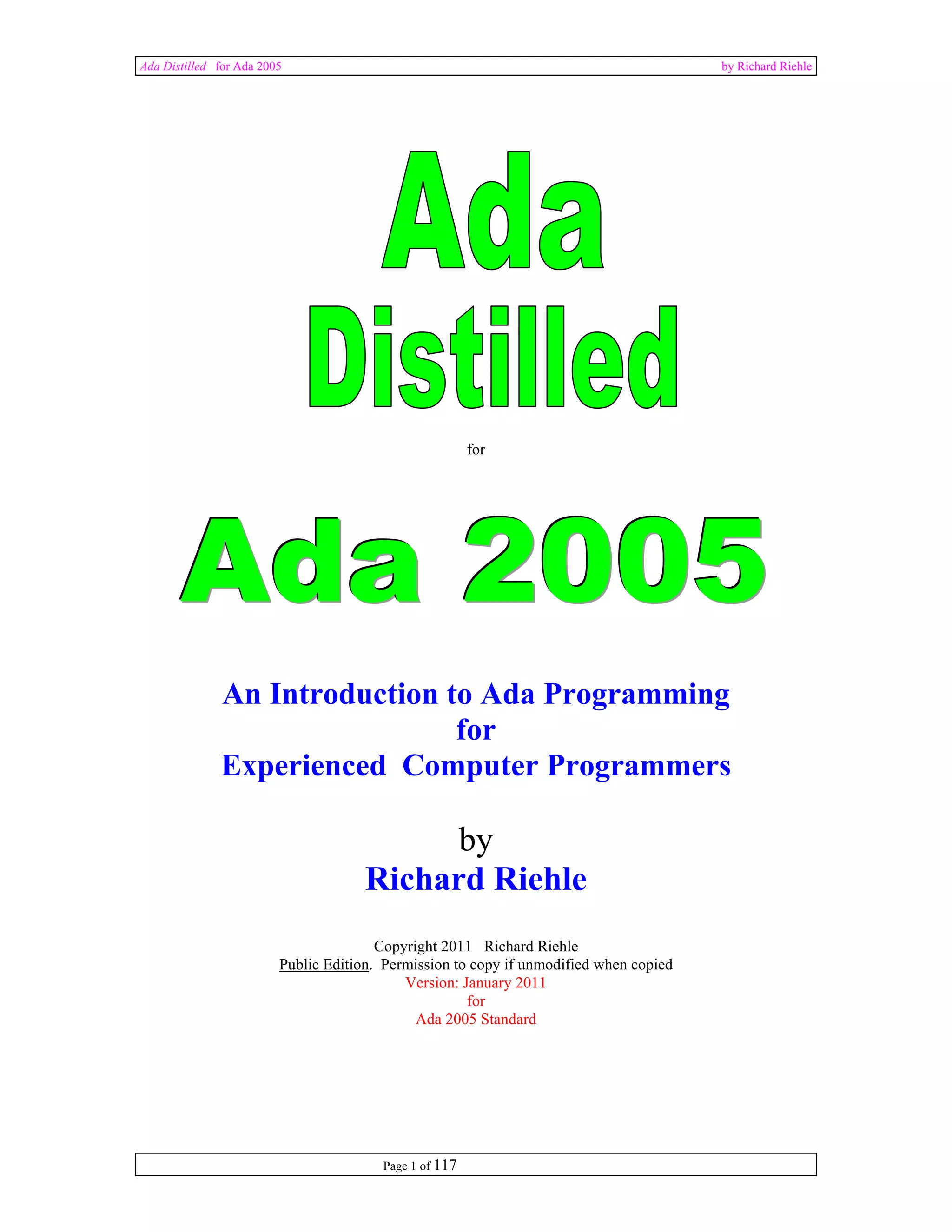Ada distilled 2005 version | PDF