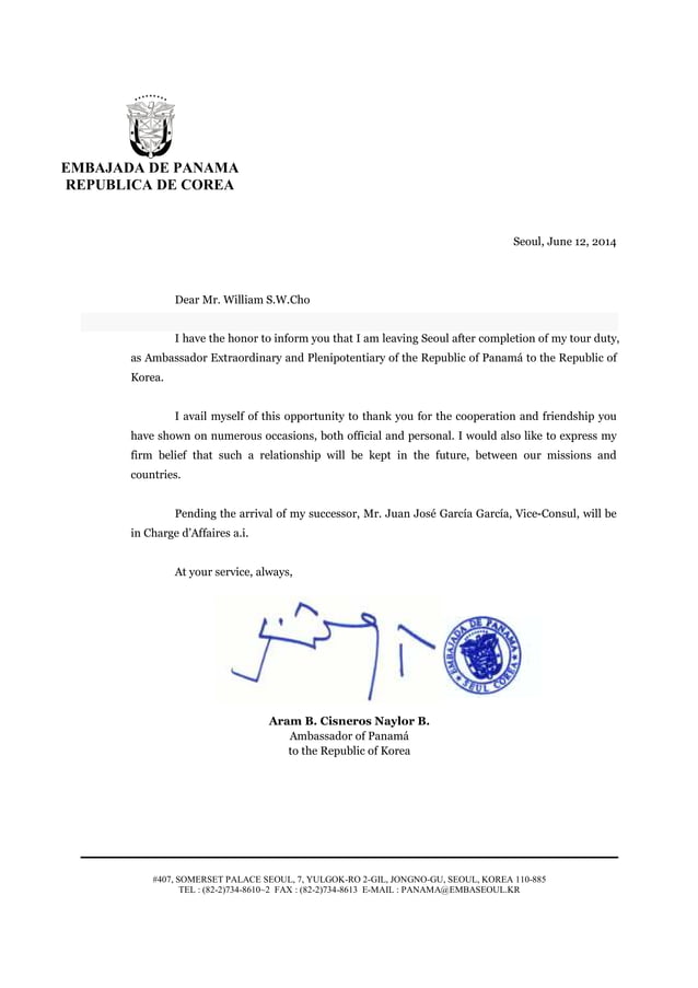 FarewellLetterPanama | PDF