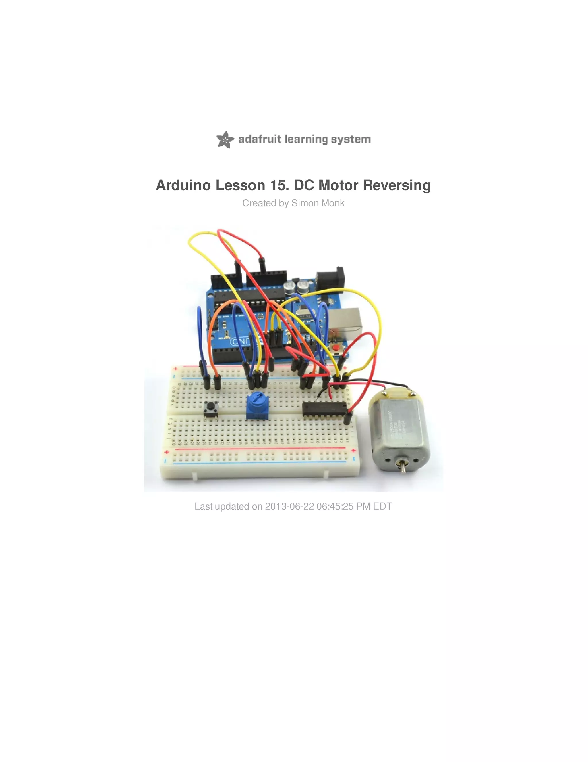 Adafruit arduino-lesson-15-dc-motor-reversing | PDF
