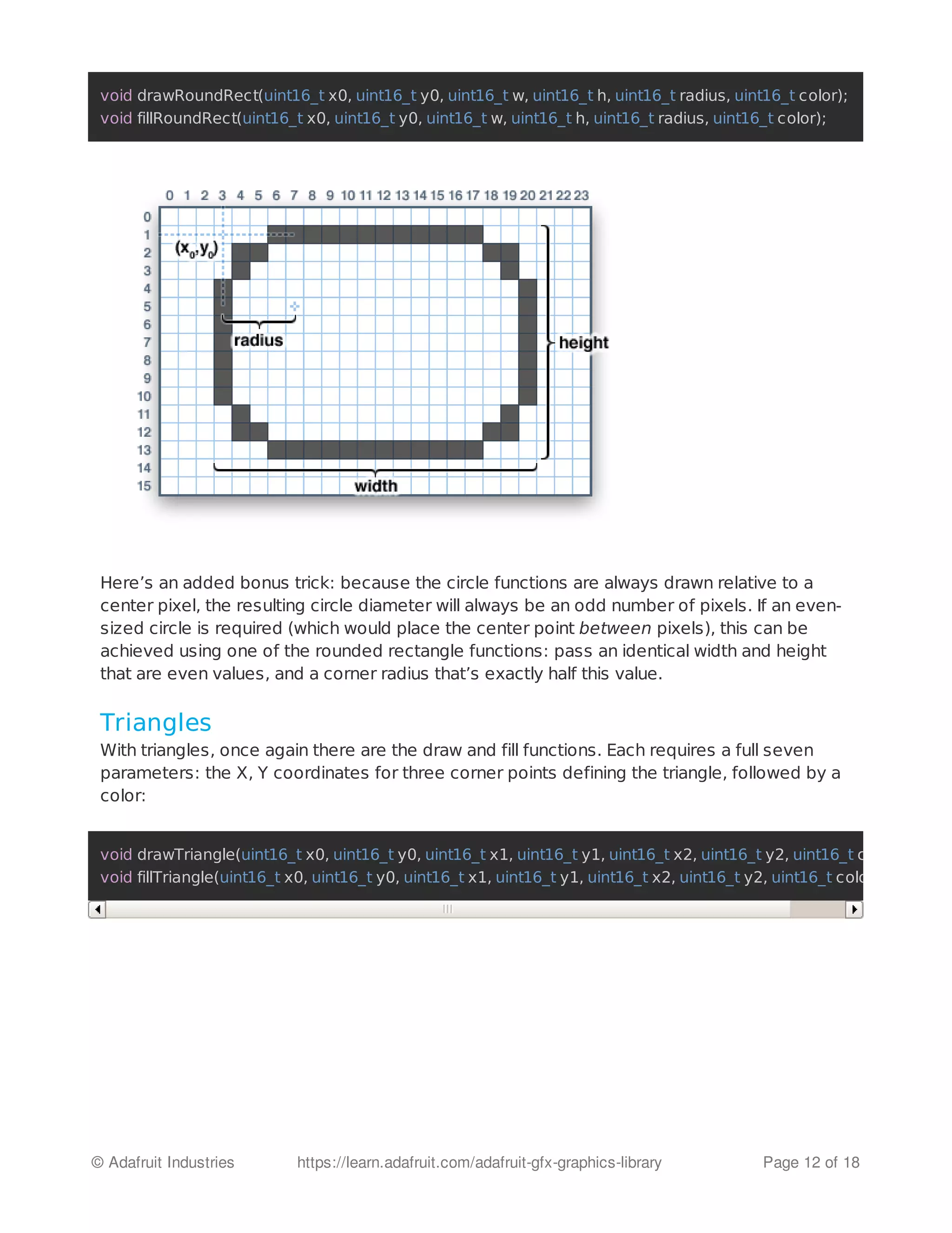 Adafruit gfx graphics library | PDF
